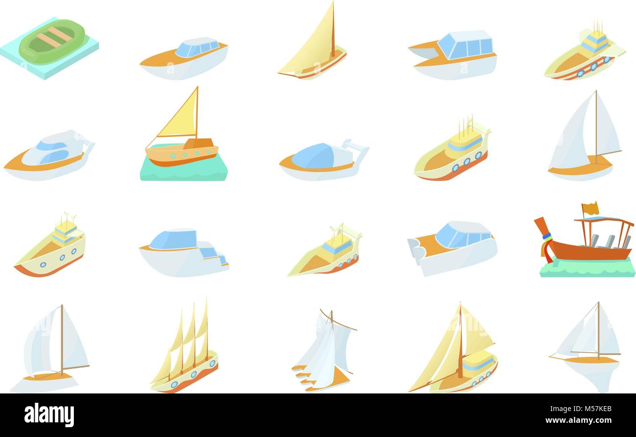 Boat icon set, cartoon style Stock Vector Image & Art - Alamy