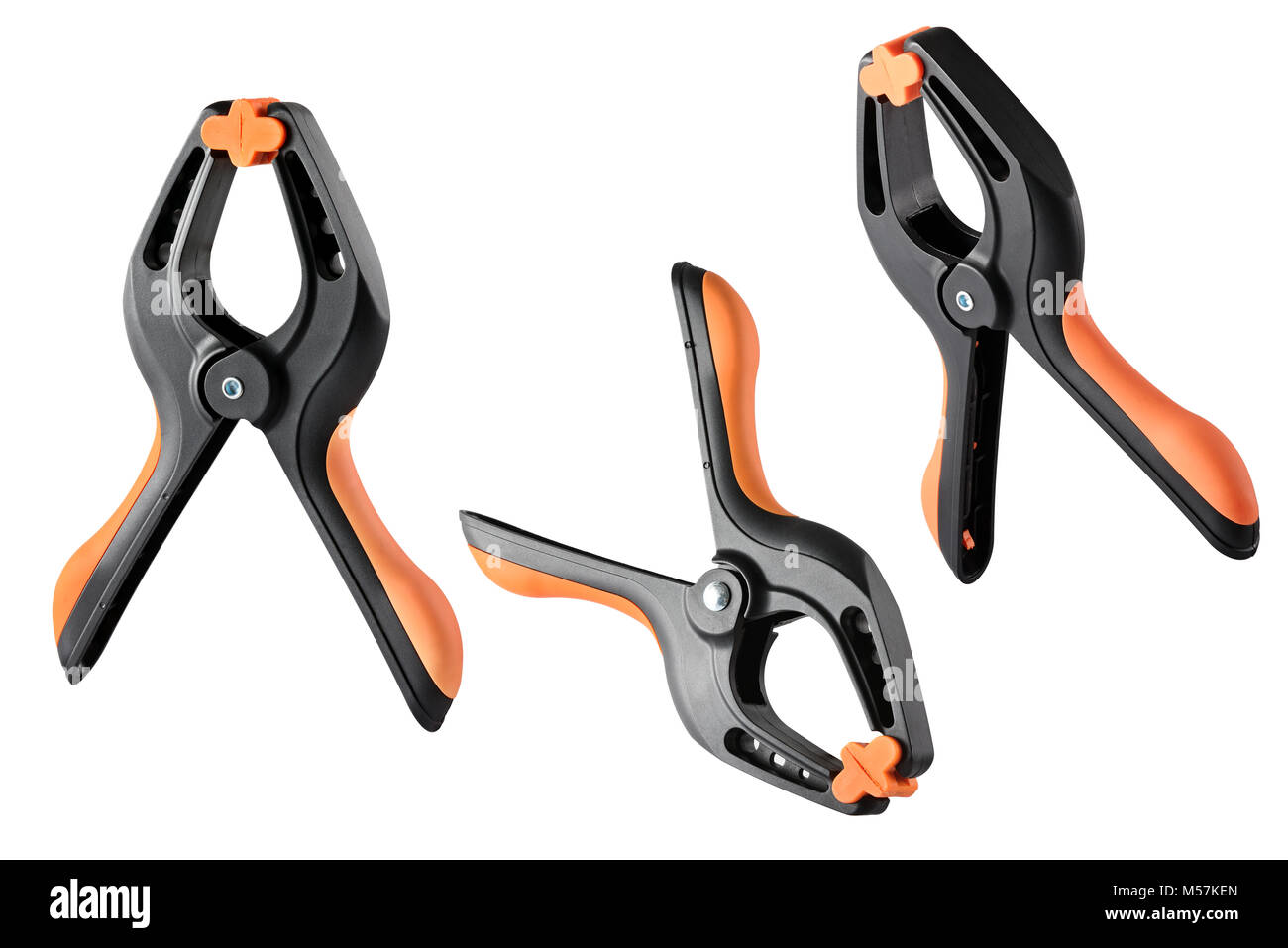 Plastic clamp for fastening wooden and metal objects isolated on white ...