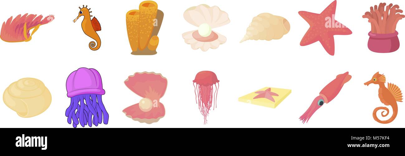 Sea creature icon set, cartoon style Stock Vector Image & Art - Alamy