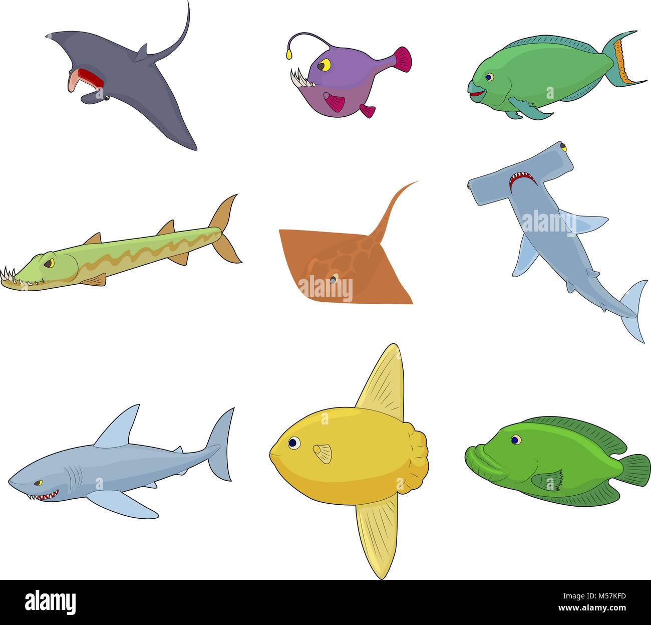 Sea fish icon set, cartoon style Stock Vector Image & Art - Alamy