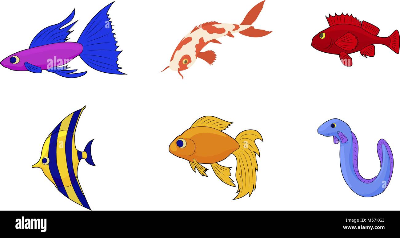 Aquarium fish icon set, cartoon style Stock Vector Image & Art - Alamy