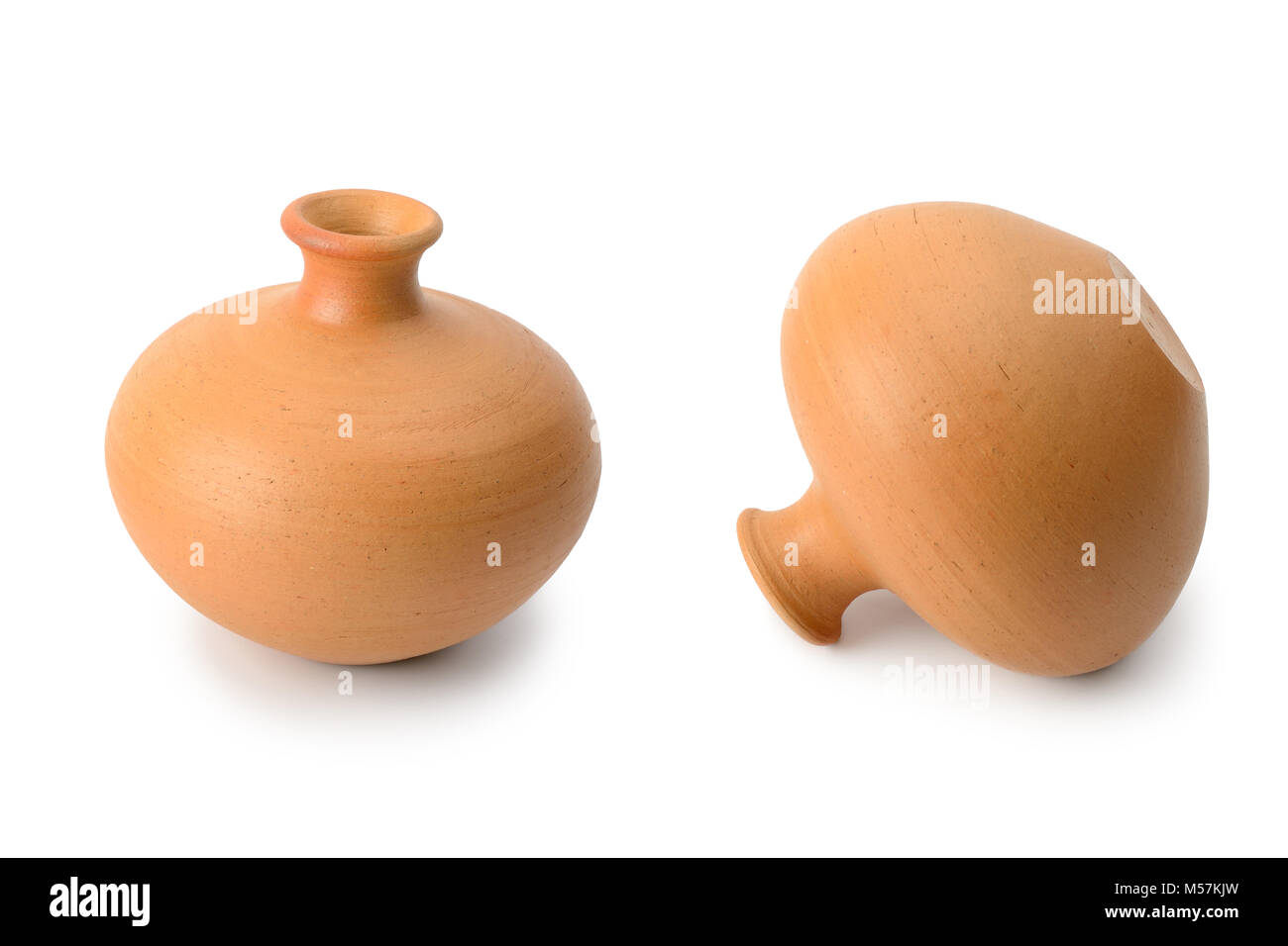 Clay jugs handmade from different angles isolated on white background ...