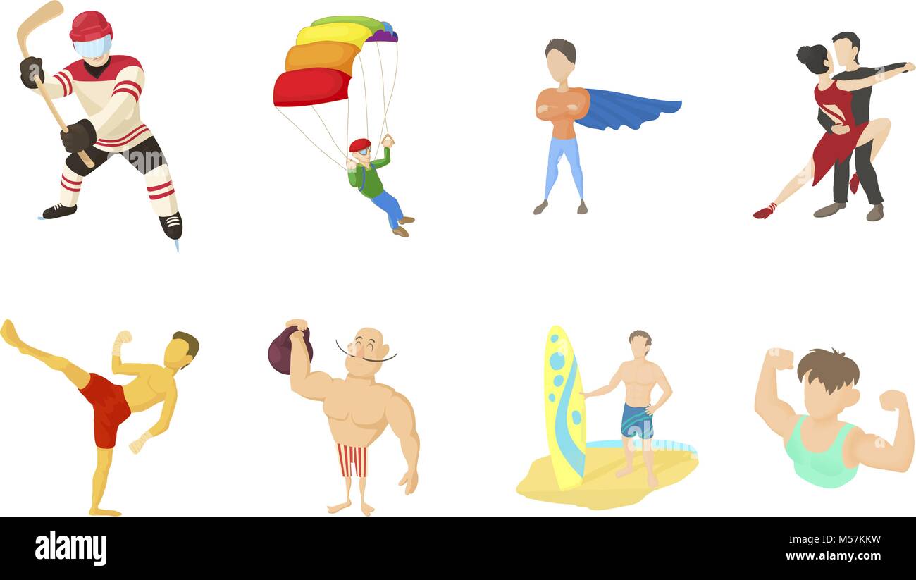 Sportsmen icon set, cartoon style Stock Vector Image & Art - Alamy