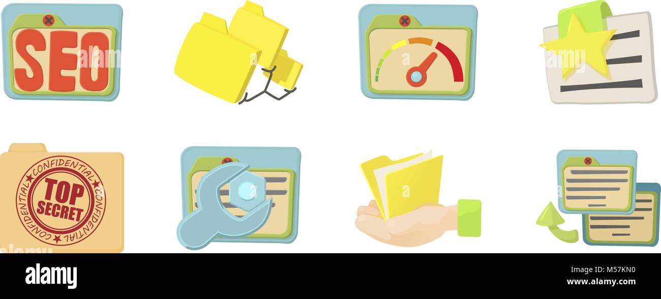 Folder icon set, cartoon style Stock Vector Image & Art - Alamy