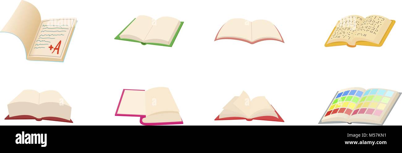 Open book icon set, cartoon style Stock Vector Image & Art - Alamy