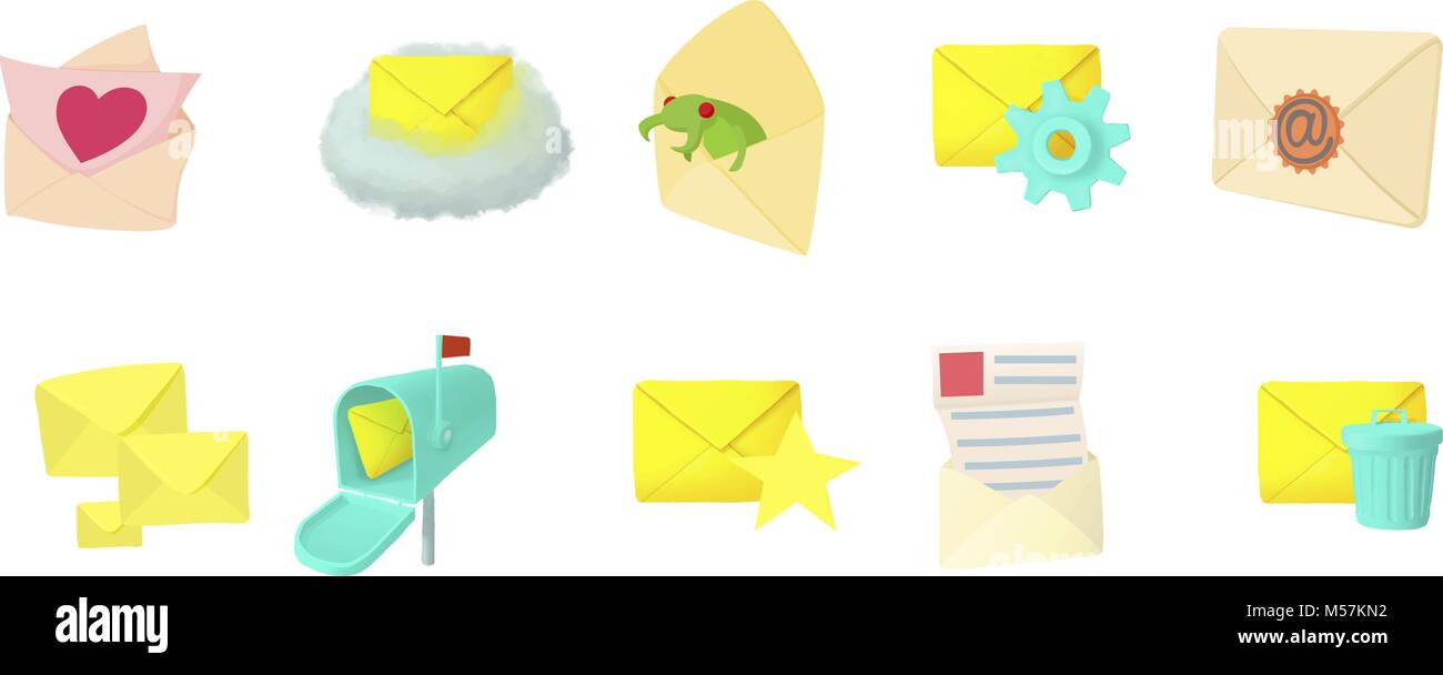 Mail icon set, cartoon style Stock Vector Image & Art - Alamy