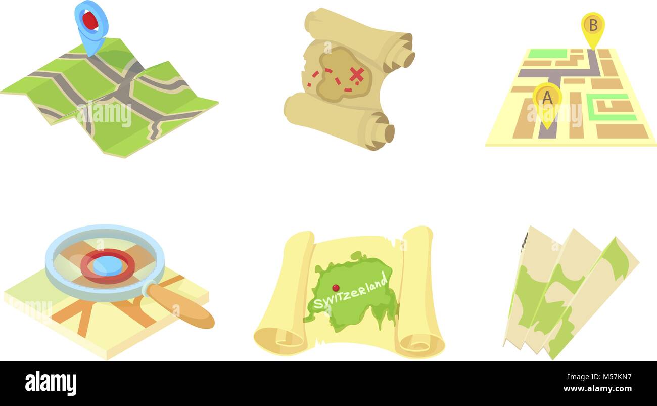 Maps icon set, cartoon style Stock Vector Image & Art - Alamy