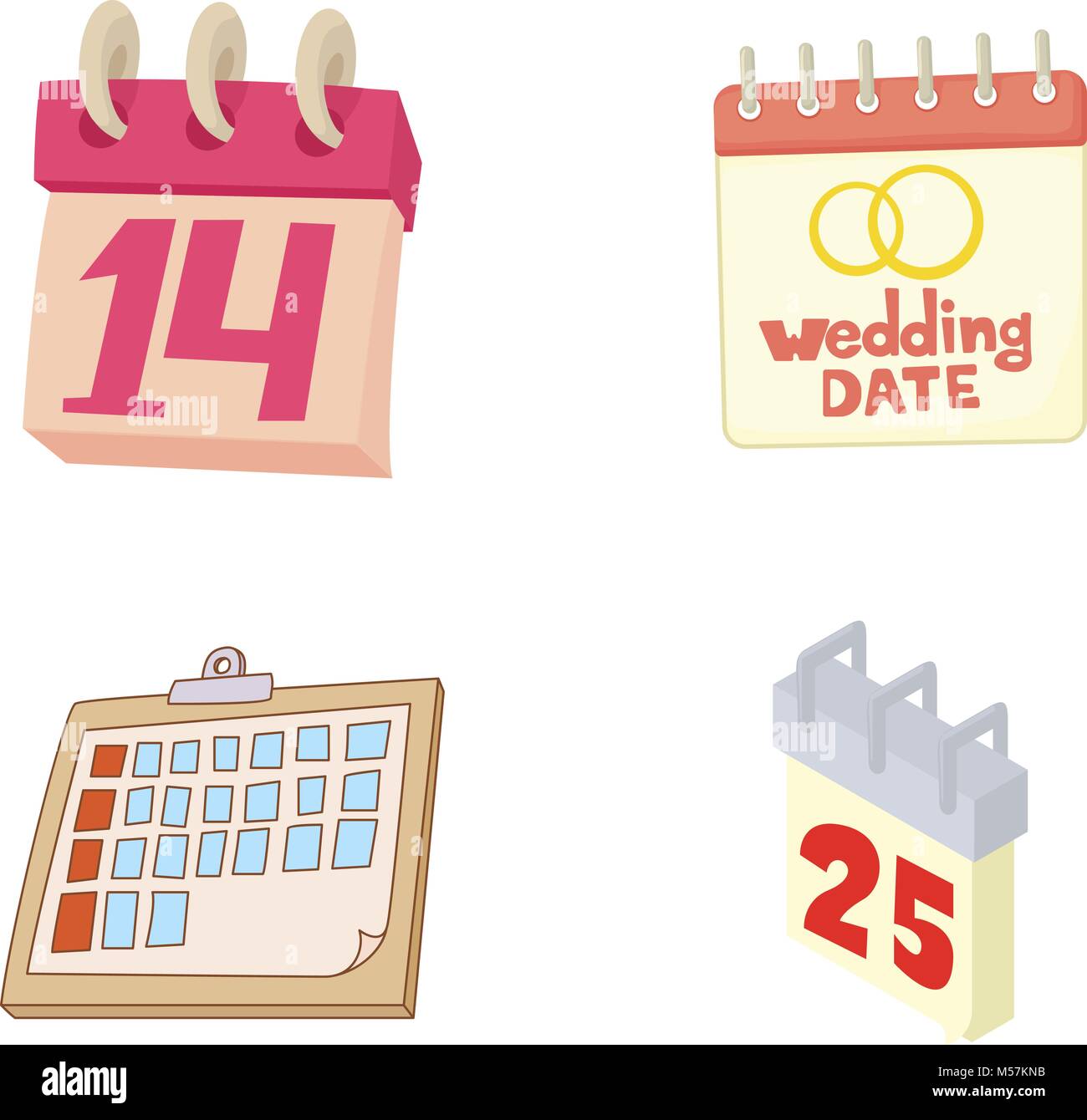 Calendar icon set, cartoon style Stock Vector Image & Art - Alamy