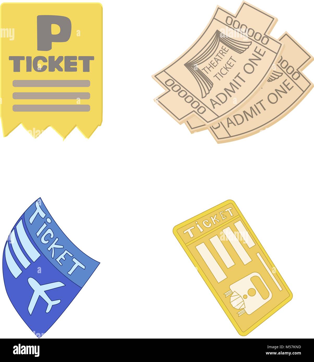Ticket icon set, cartoon style Stock Vector Image & Art - Alamy