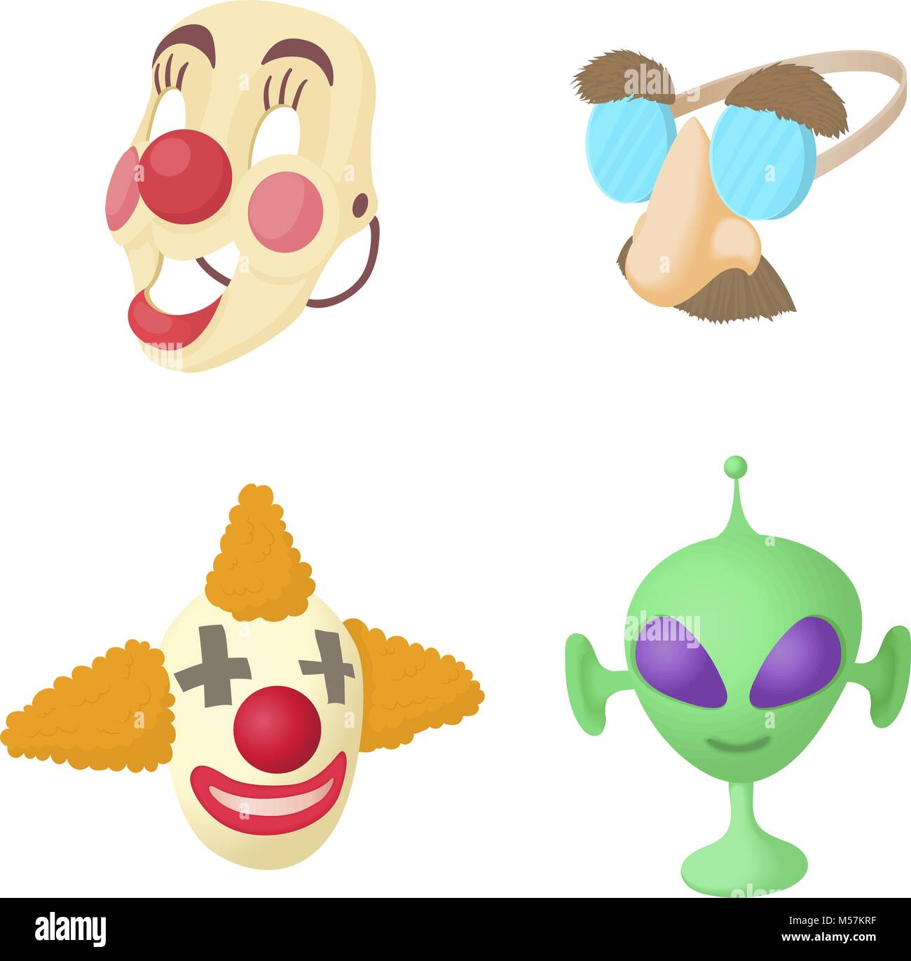 Clown mask icon set, cartoon style Stock Vector Image & Art - Alamy