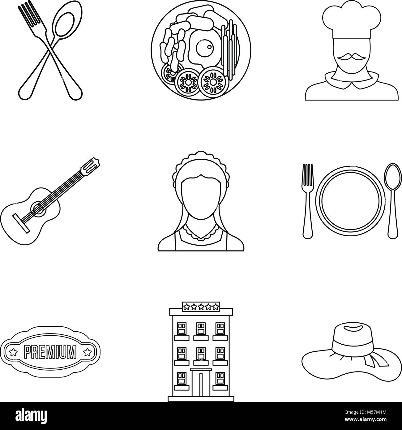 Small restaurant icons set, outline style Stock Vector Image & Art - Alamy