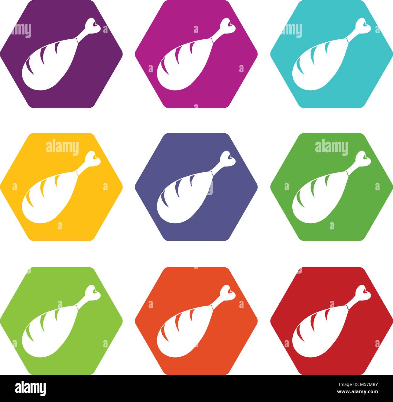 Meat on the bone icon set color hexahedron Stock Vector Image & Art - Alamy