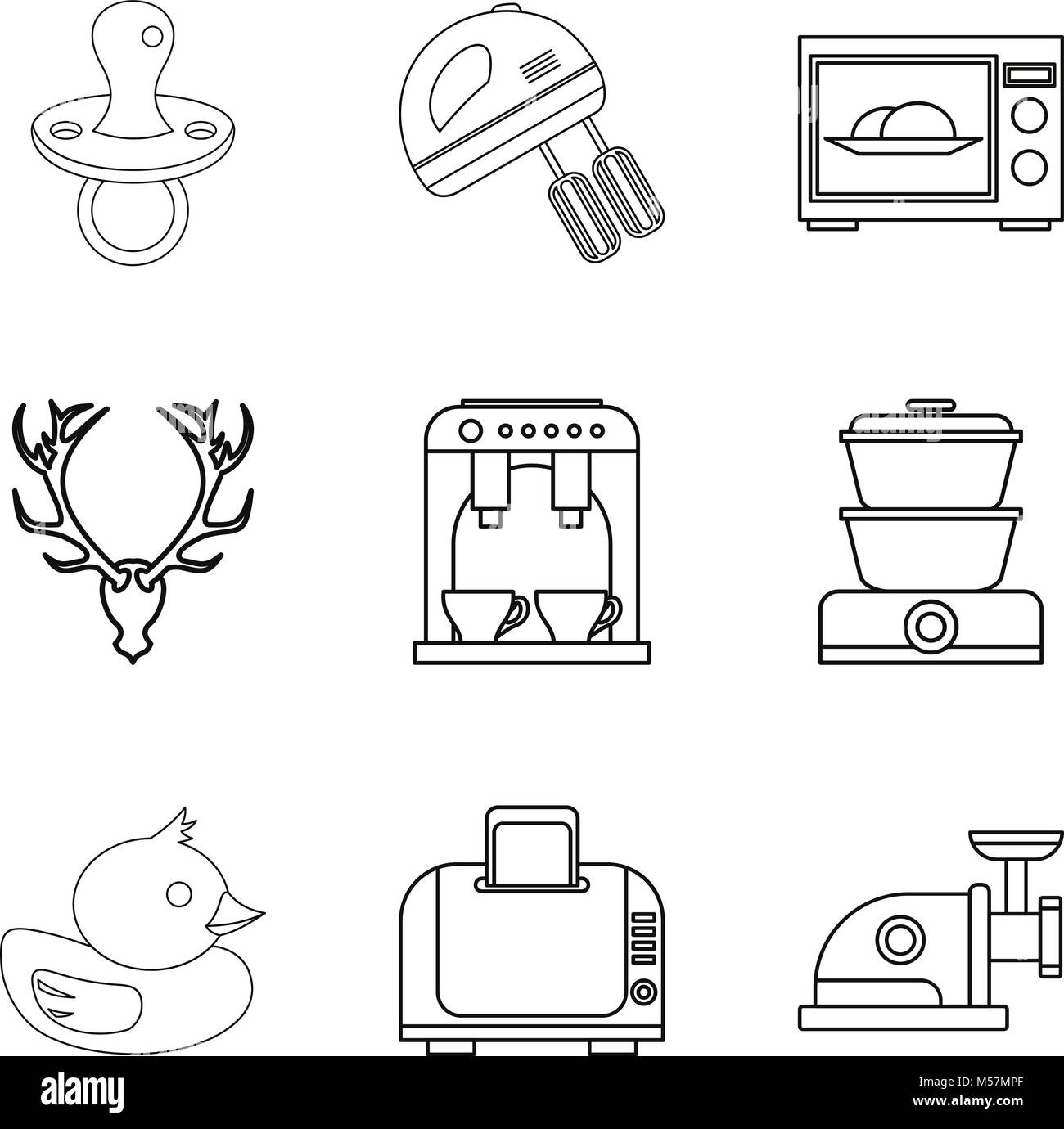Permanent stay icons set, outline style Stock Vector Image & Art - Alamy