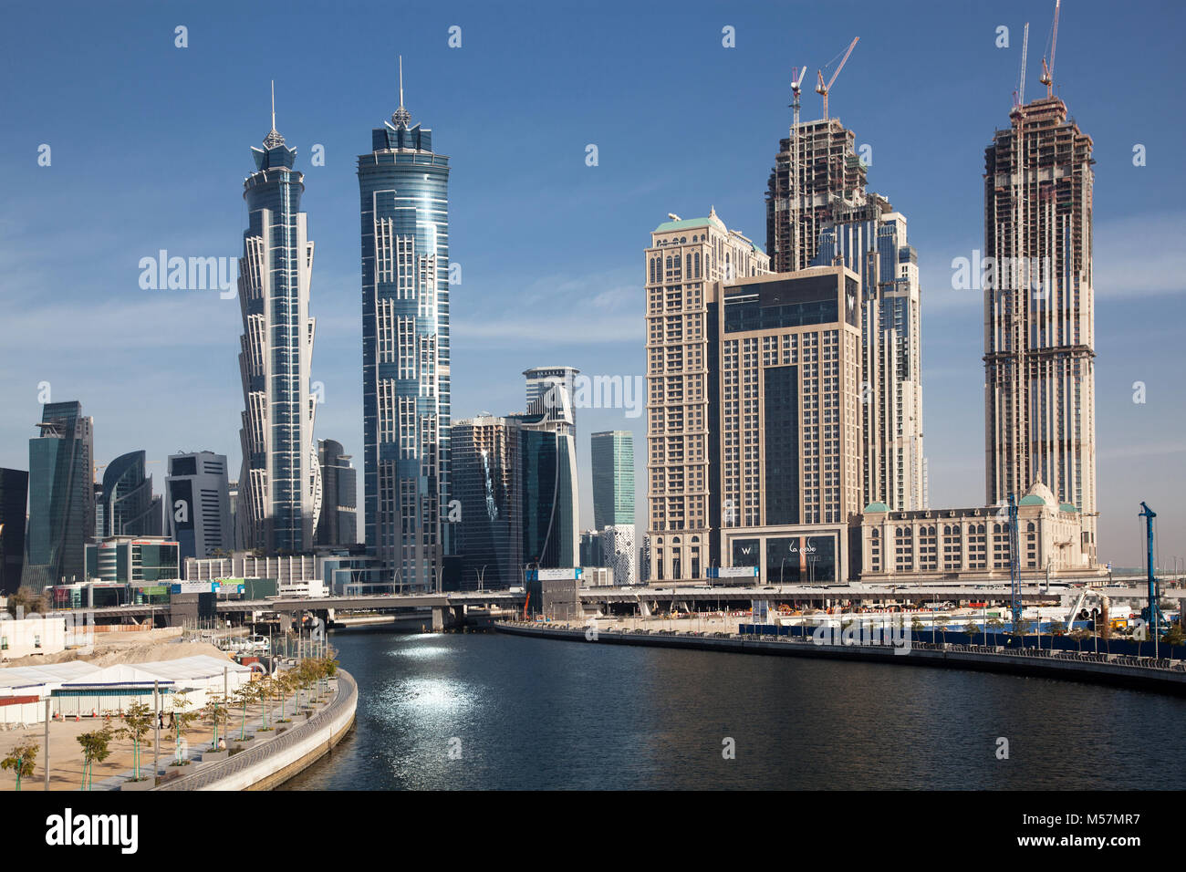 Dubai, UAE - FEBRUARY 2018: Dubai Downtown skyscrapers as viewed from ...