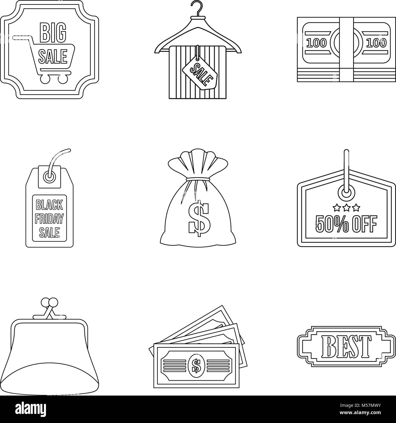 Income money icons set, outline style Stock Vector Image & Art - Alamy