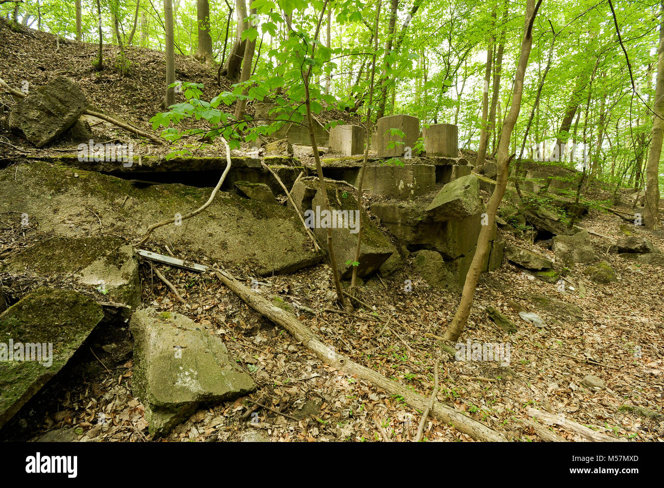 Remains of the middle part of ramp with funicular railway starting on ...