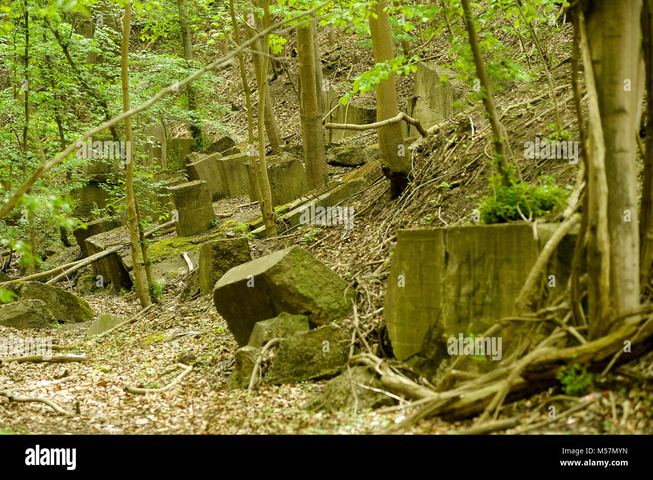 Remains of the middle part of ramp with funicular railway starting on ...