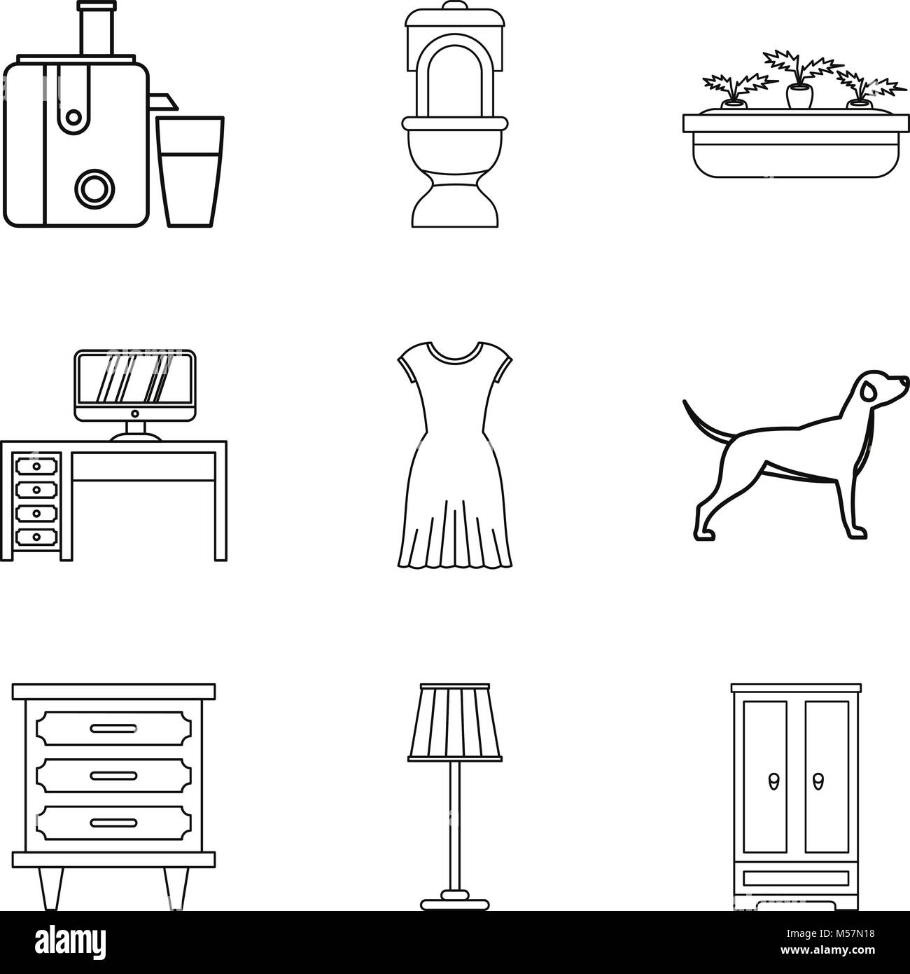 Residence icons set, outline style Stock Vector Image & Art - Alamy