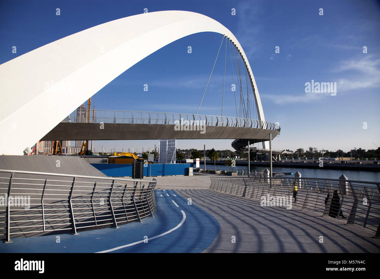 DUBAI, UAE - FEBRUARY, 2018: Dubai Water Canal arch bridge or Tolerance ...