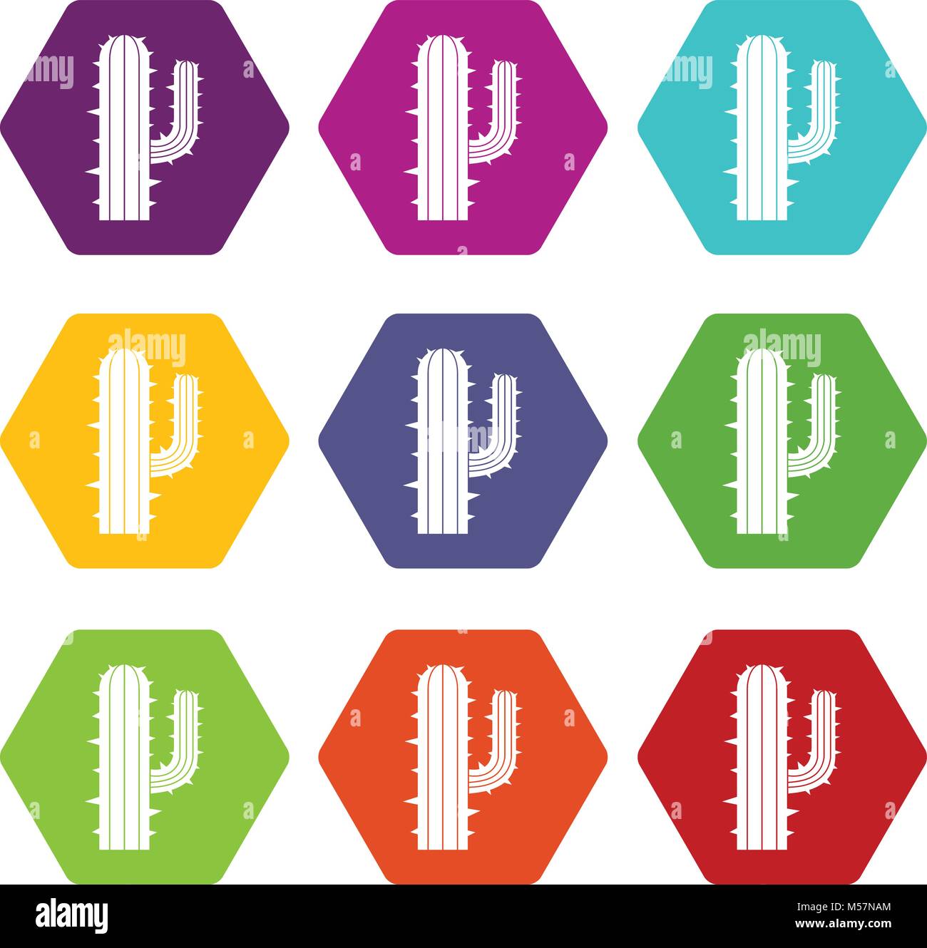 Mexican cactus icon set color hexahedron Stock Vector Image & Art - Alamy
