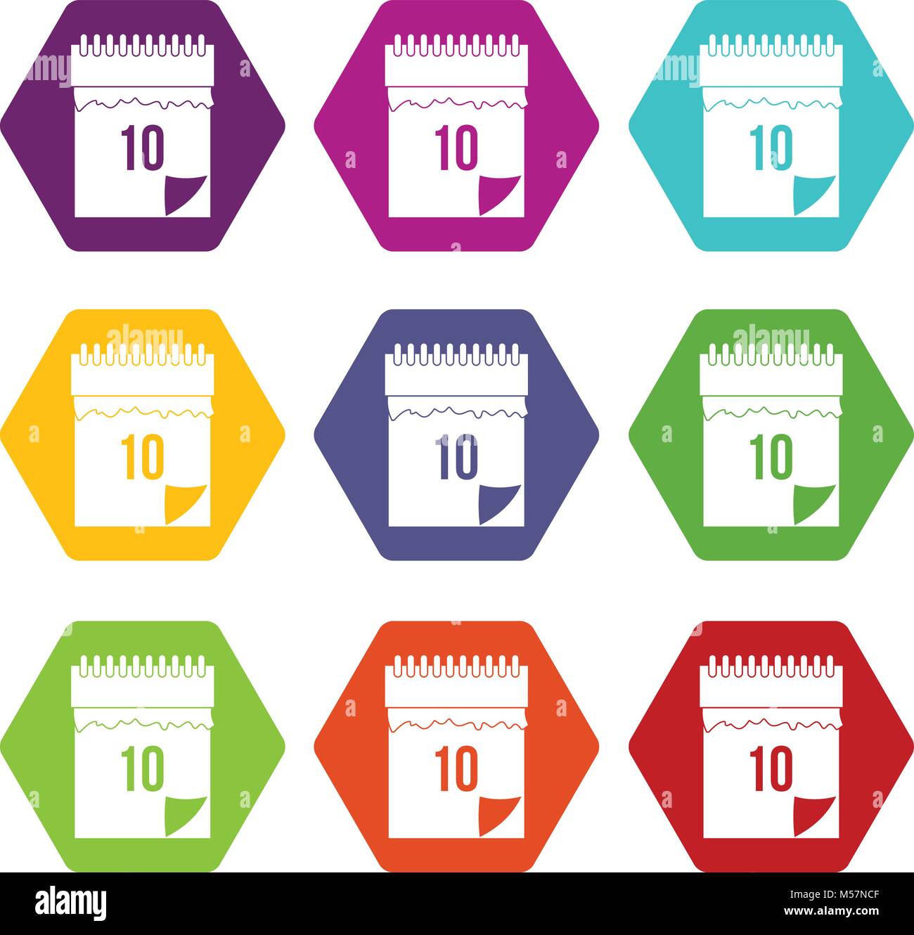 10 date calendar icon set color hexahedron Stock Vector Image & Art - Alamy