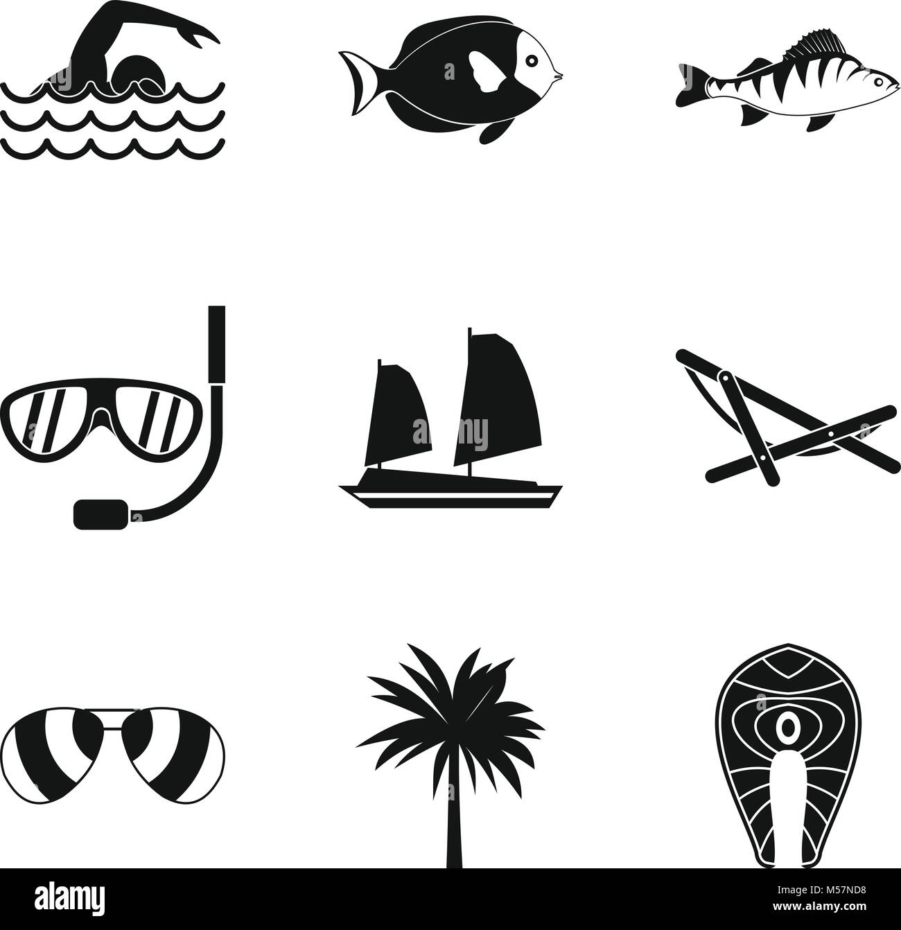 Ocean adventure icons set, simple style Stock Vector Image & Art - Alamy