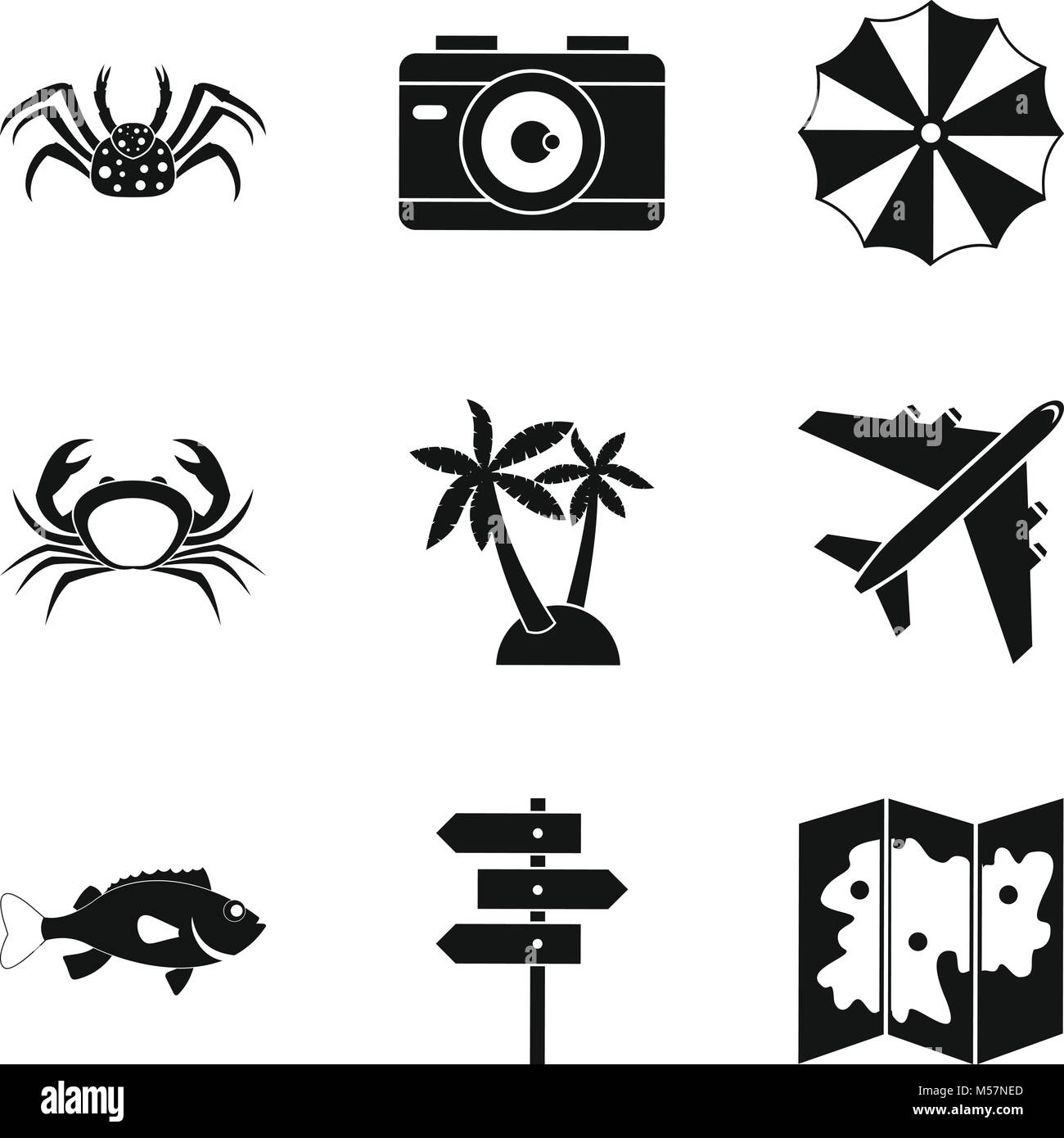Waterfront icons set, simple style Stock Vector Image & Art - Alamy