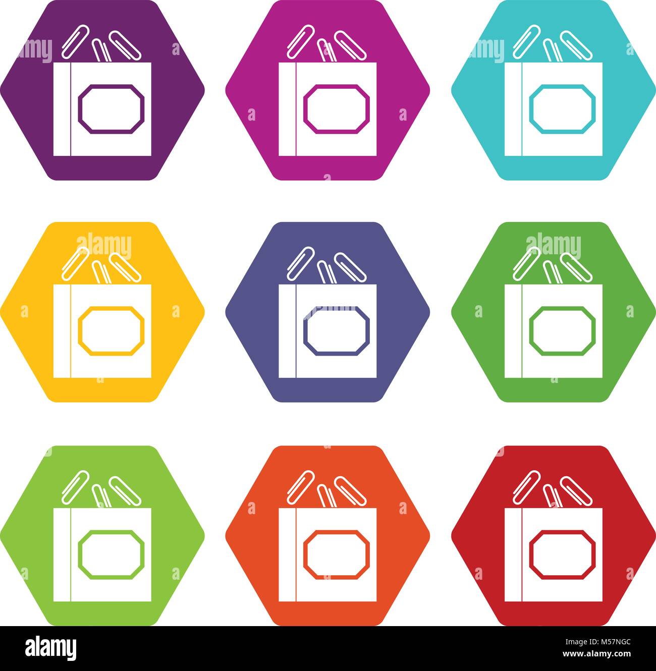 Paper clips box icon set color hexahedron Stock Vector Image & Art - Alamy