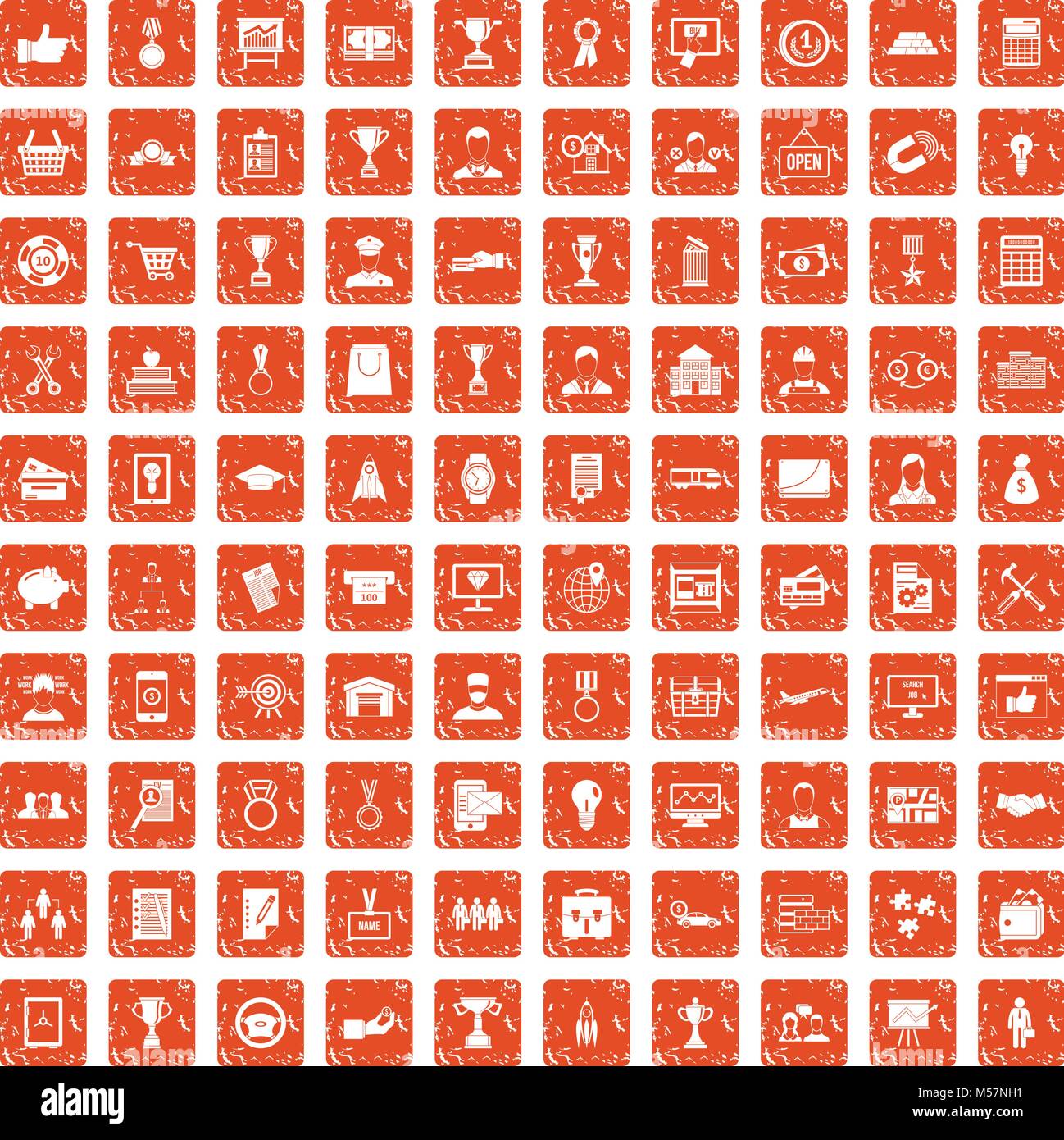 100 business career icons set grunge orange Stock Vector Image & Art ...