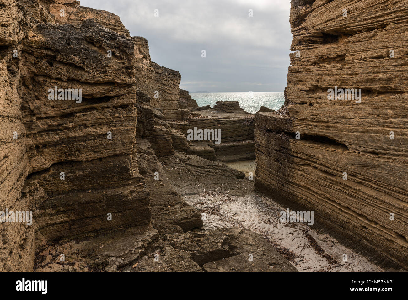 Strange rock formations on the shores of the mediterranean sea near Es ...