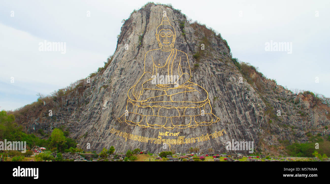 Golden Buddha laser carved and inlayed with gold on Khao Chee Chan ...
