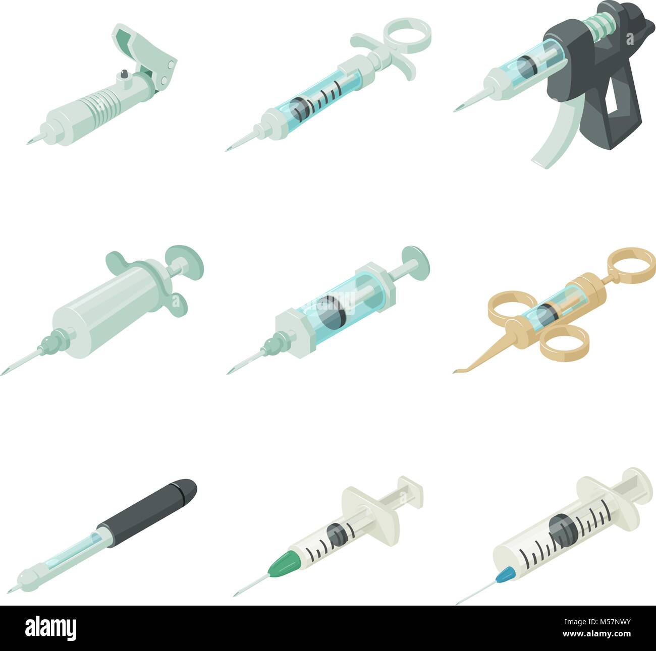 Syringe needleinjection icons set, isometric style Stock Vector Image ...