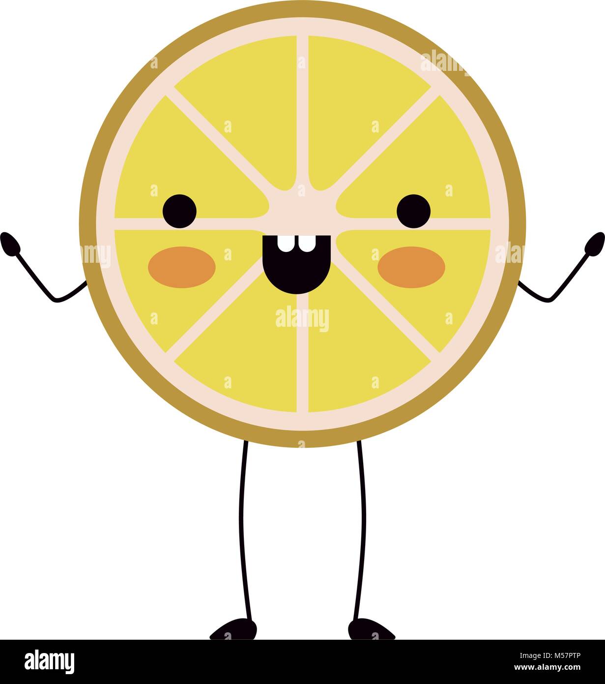 orange slice fresh and citrus fruit kawaii character Stock Vector Image ...