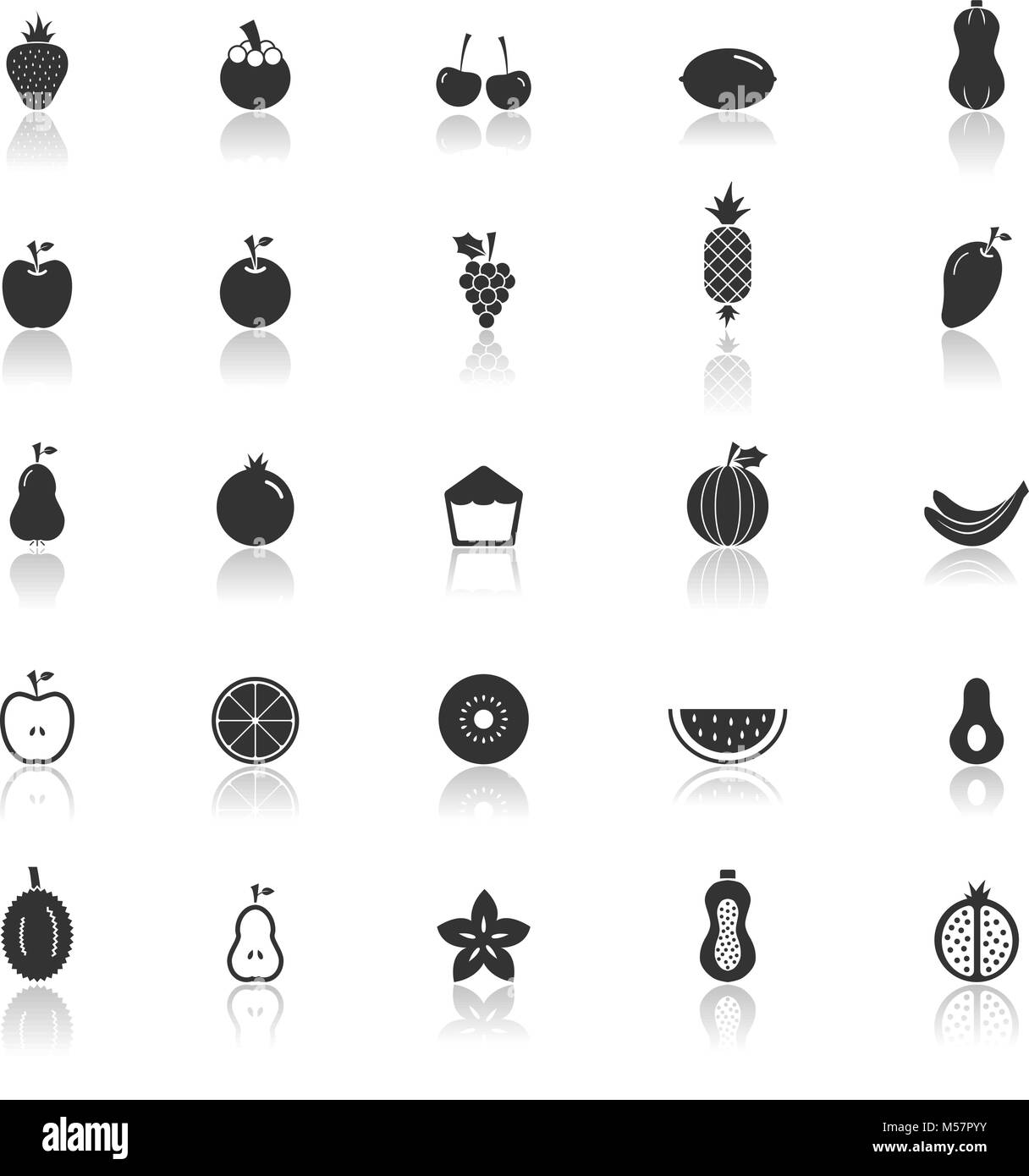 Fruit icons with reflect on white background, stock vector Stock Vector ...
