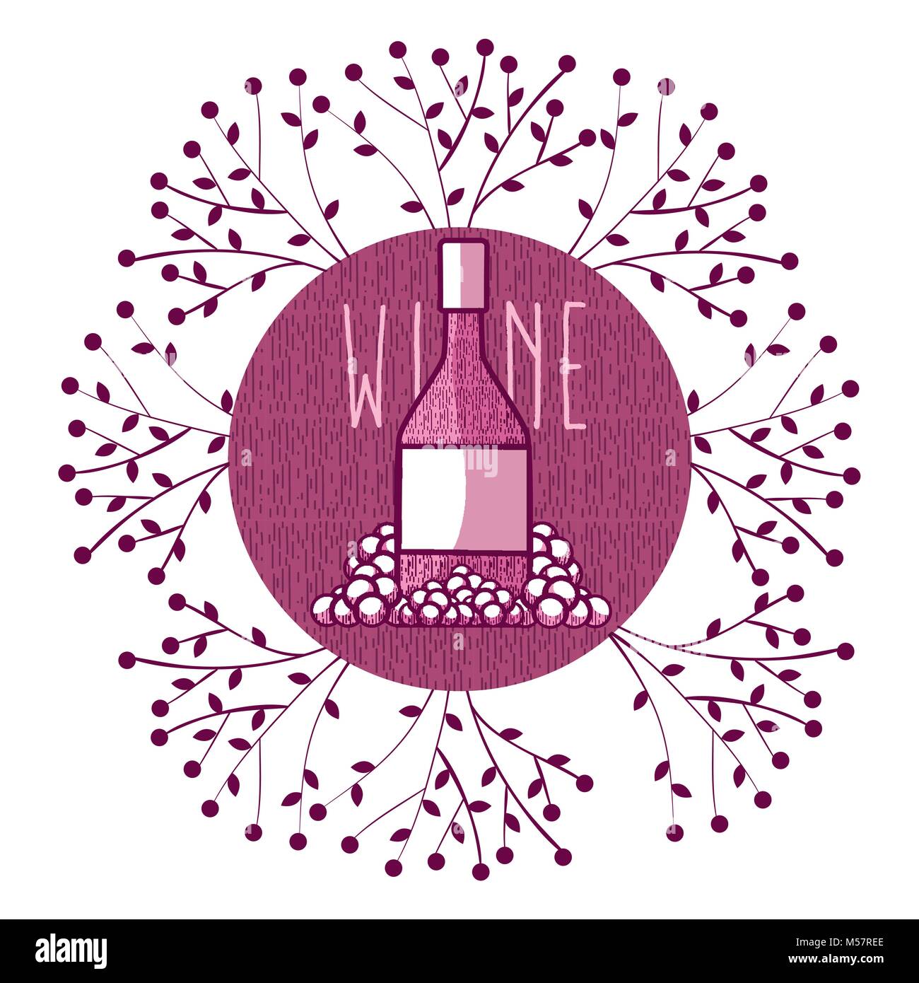 Wine round symbol with leaves Stock Vector Image & Art - Alamy