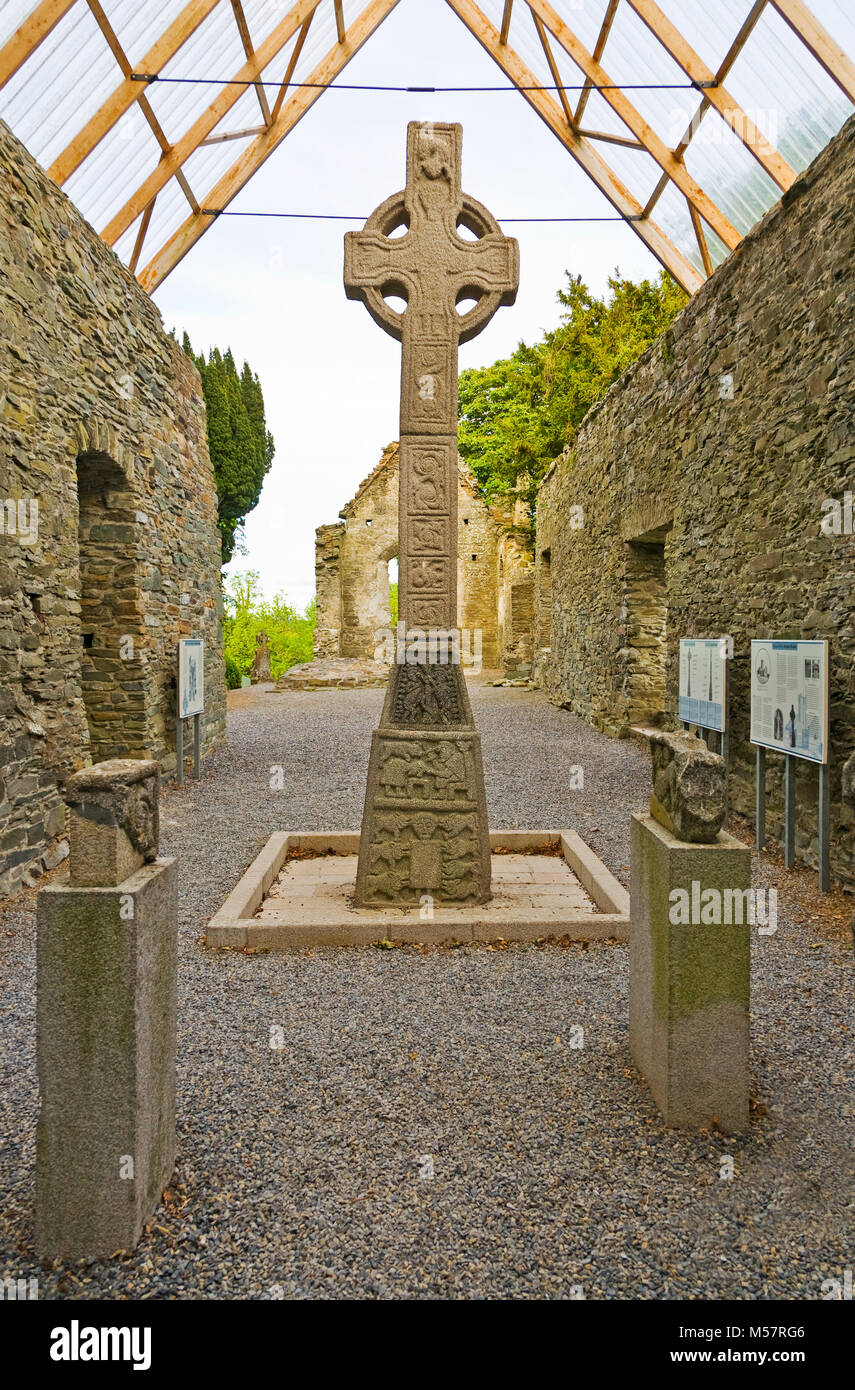 9th Century High Cross of Moone, renovated and undercover, Moone ...