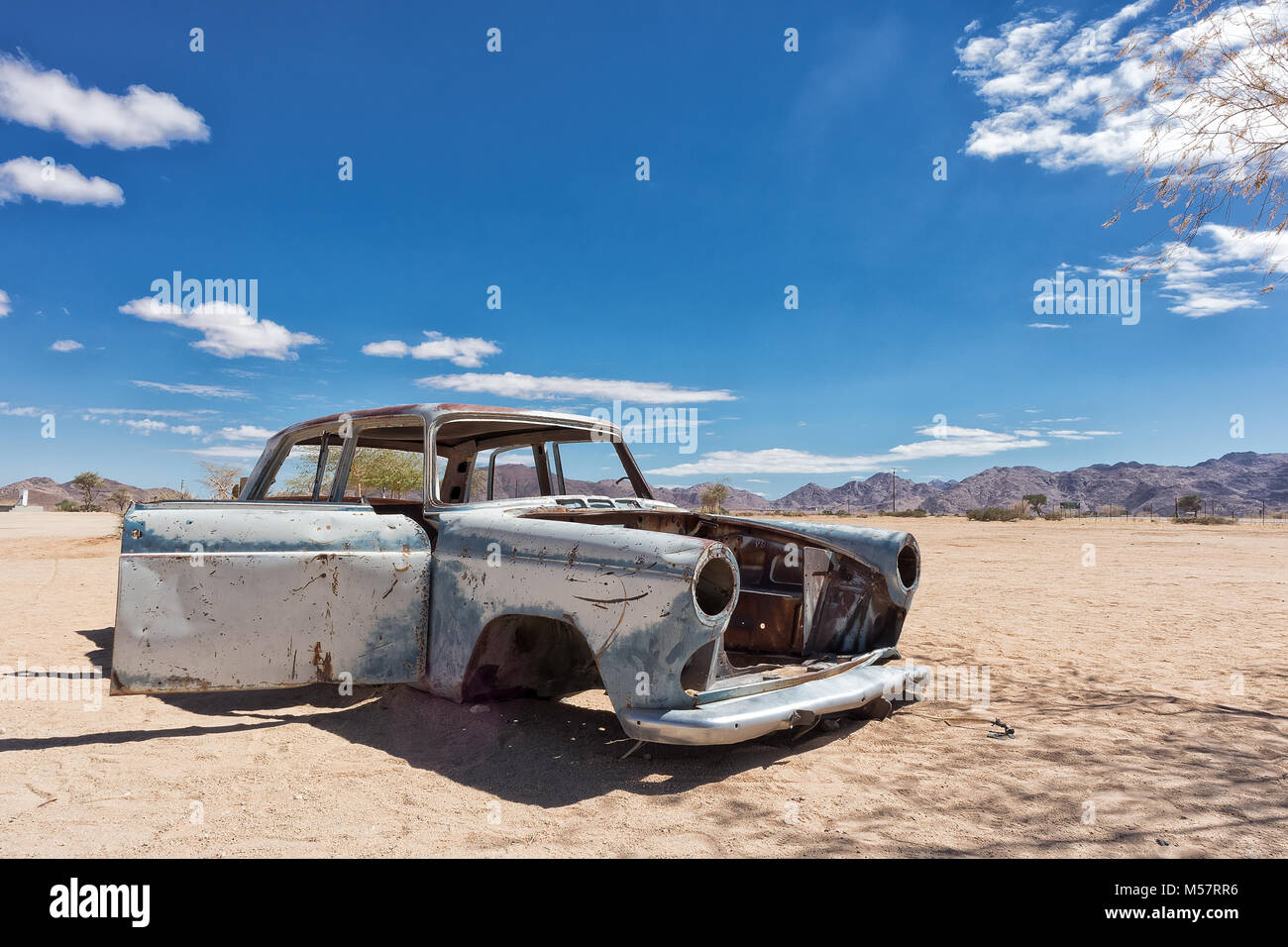 Old and abandoned car in the desert of Namibia, spot known as solitaire ...