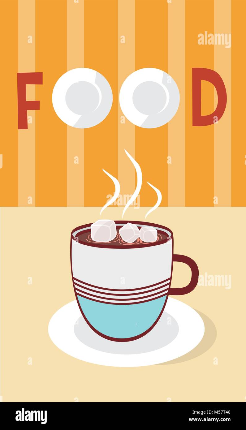 Hot coffee with sugar cubes cartoon menu cover Stock Vector Image & Art ...