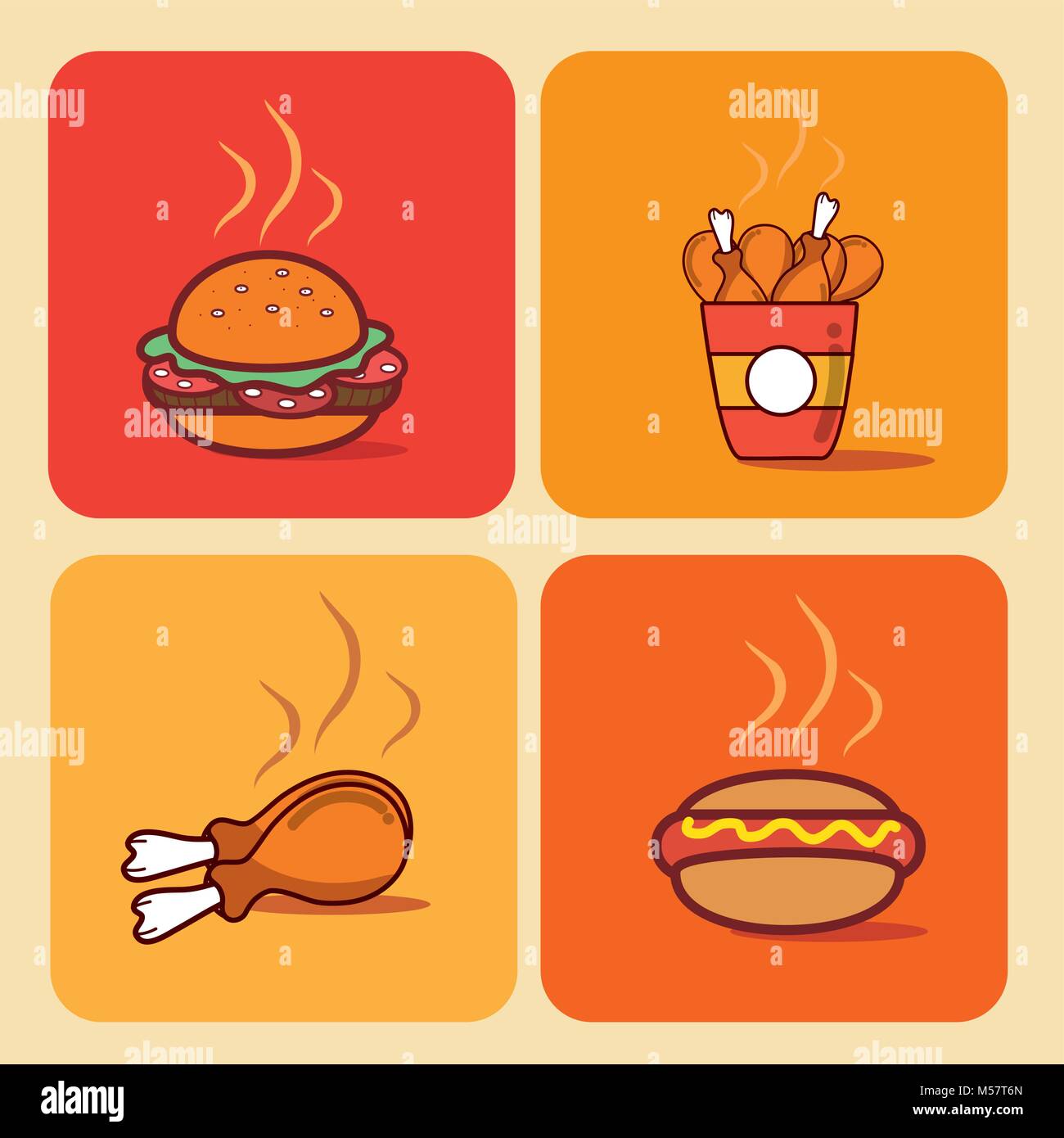 Fast food square icons Stock Vector Image & Art - Alamy