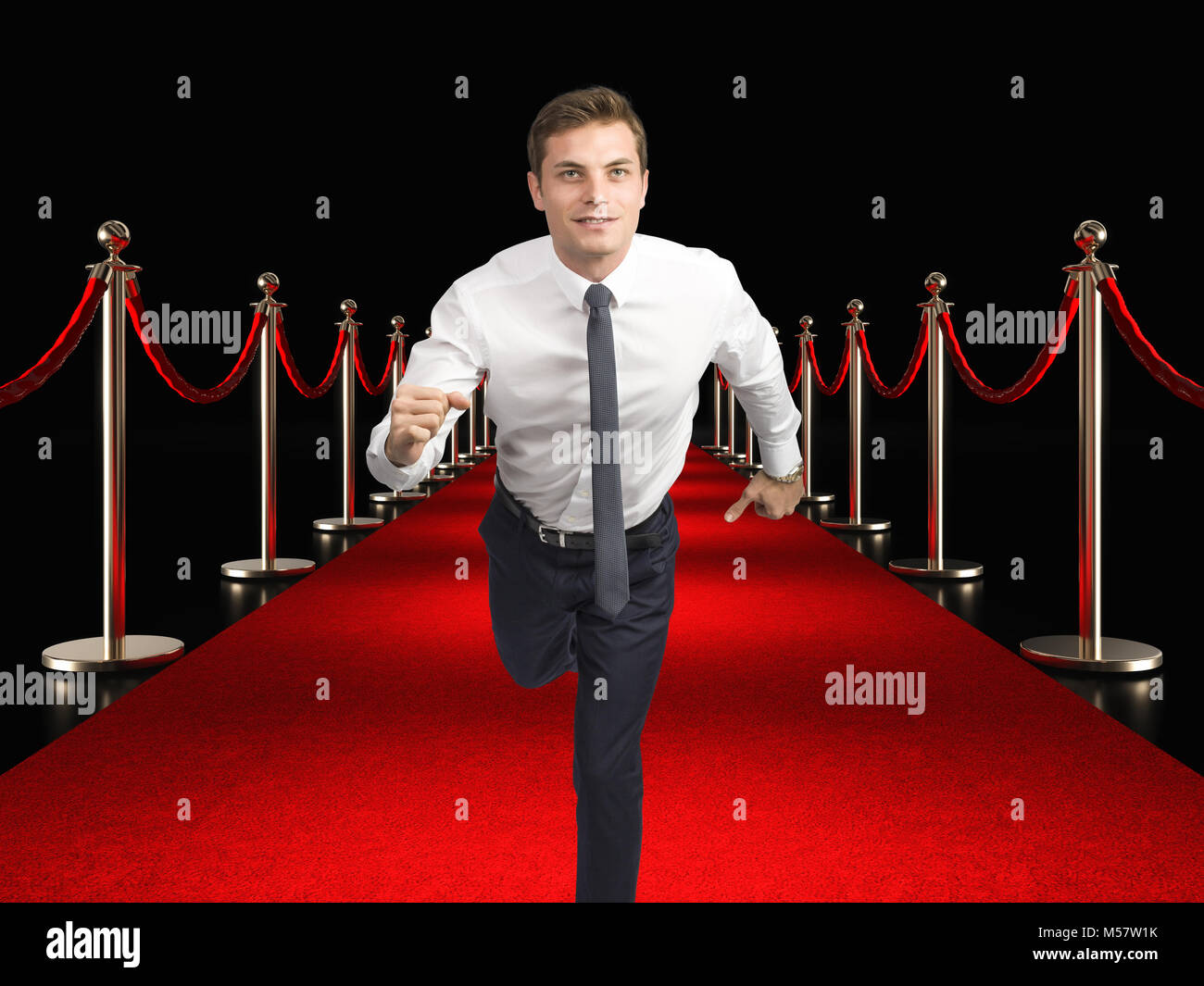 classic red carpet and running caucasian businessman Stock Photo - Alamy