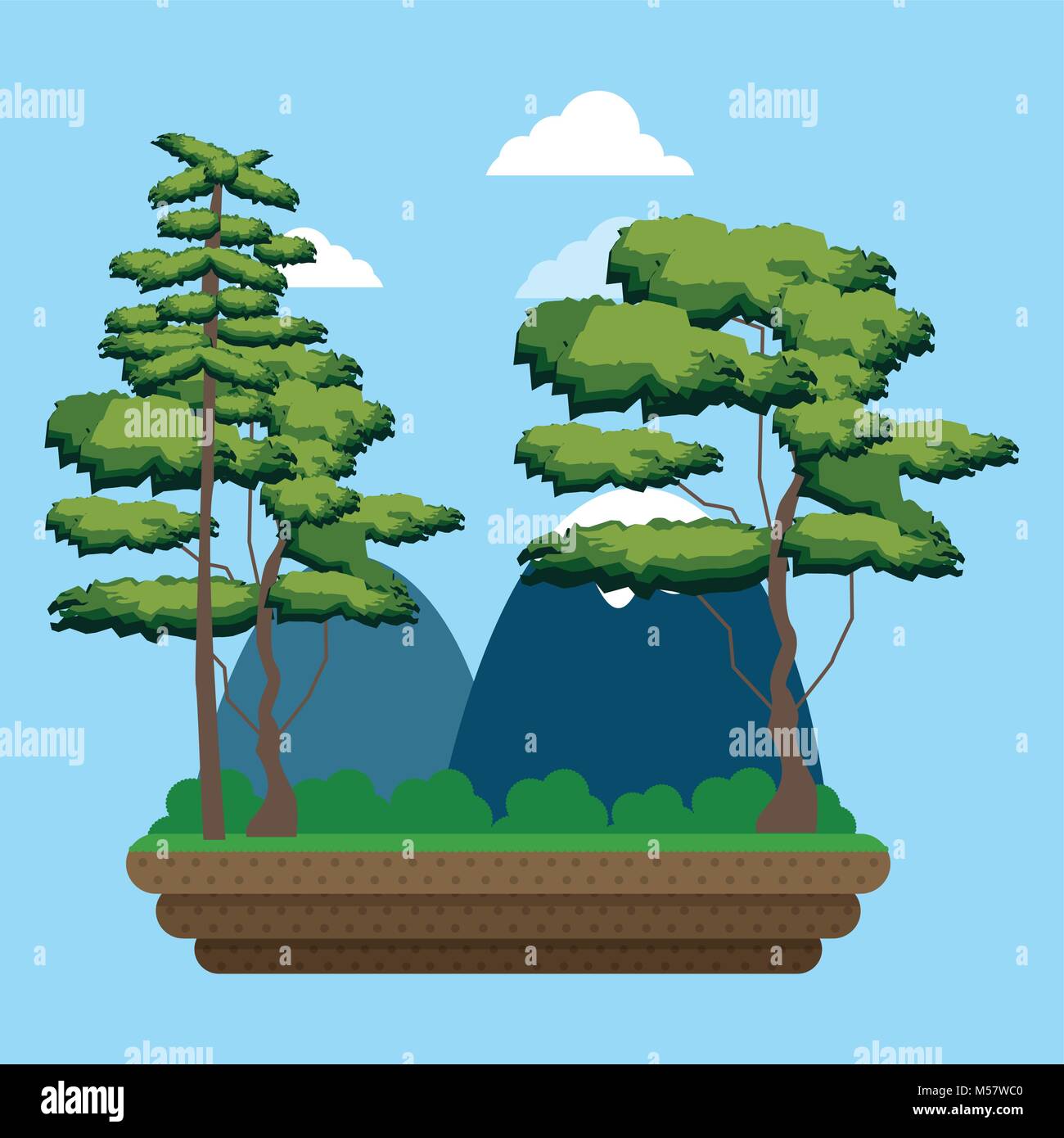 Mountains and trees landscape cartoon Stock Vector Image & Art - Alamy