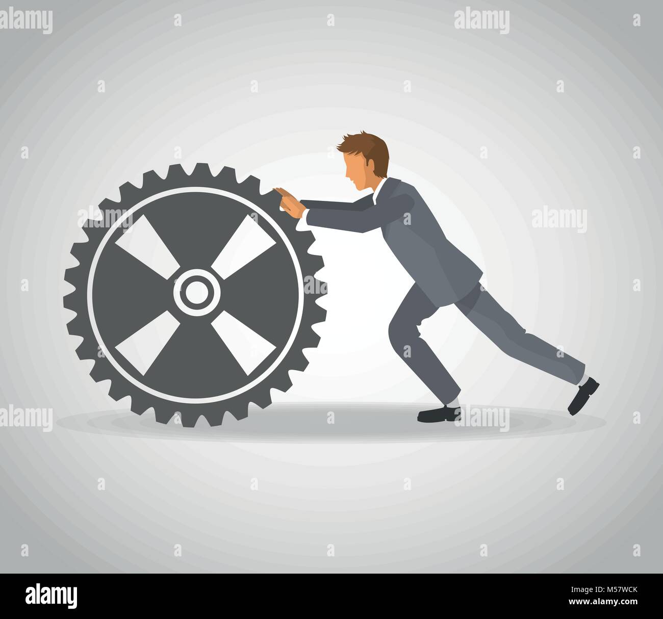 Businessman pushing gear Stock Vector Image & Art - Alamy