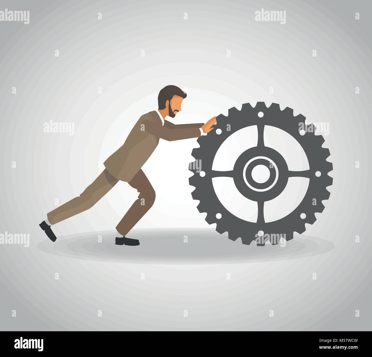 Businessman pushing gear Stock Vector Image & Art - Alamy