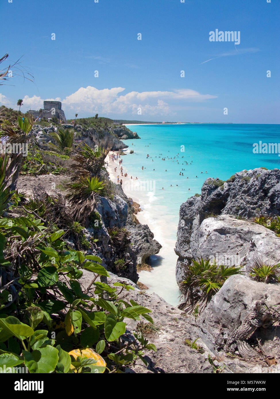 Beautiful beach at Mayan ruins, Tulum Archeological zone, Tulum ...