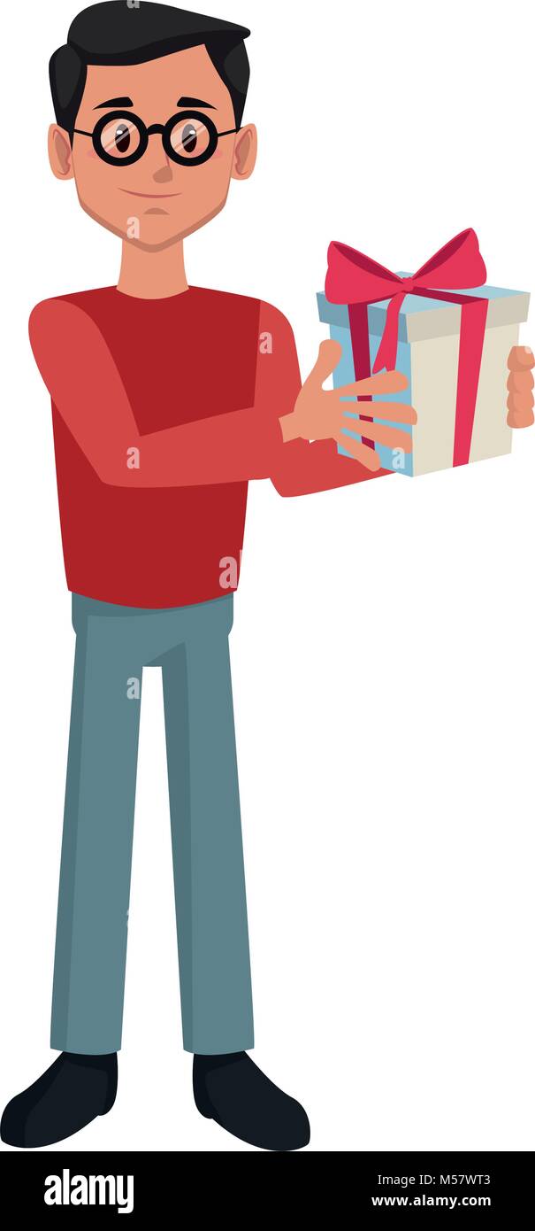 Man with gift box cartoon Stock Vector Image & Art - Alamy