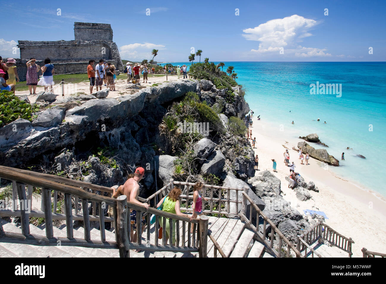 Beautiful beach at Mayan ruins, Tulum Archeological zone, Tulum ...