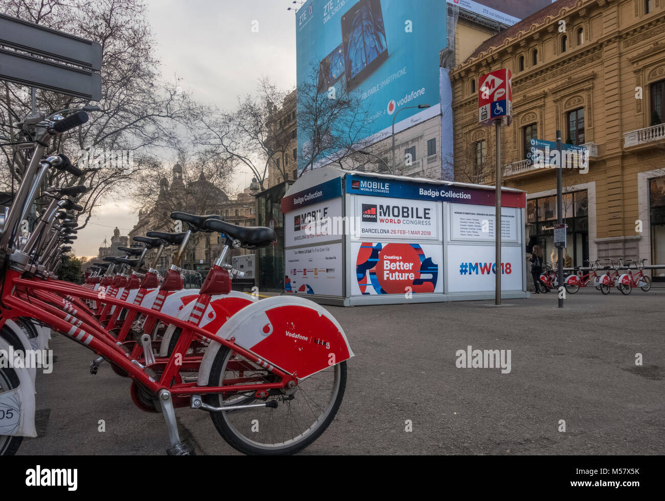 Barcelona, Spain. February 2018: Mobile world Congress or MWC 2018 ...