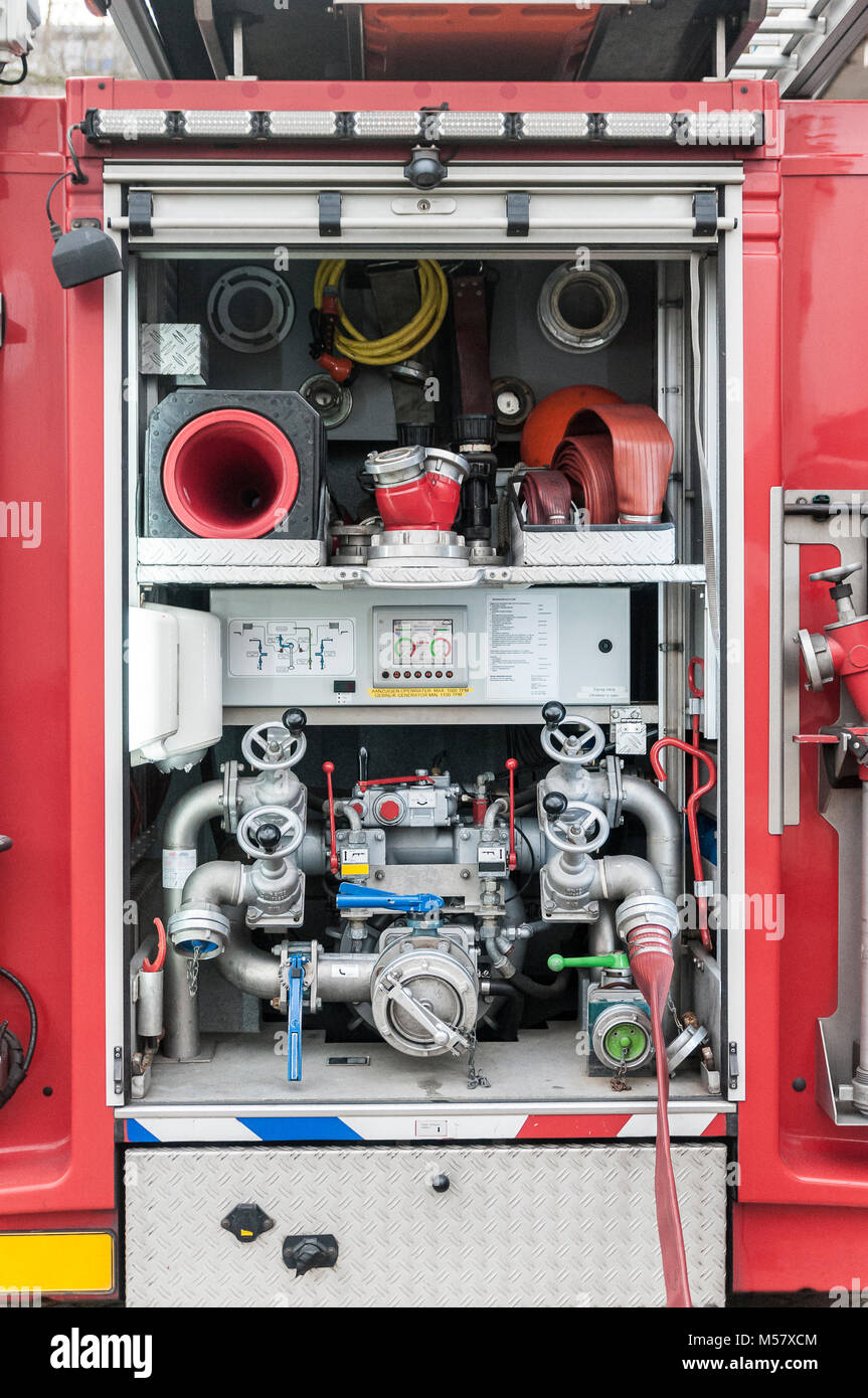 fire truck with roller shutter open Stock Photo - Alamy
