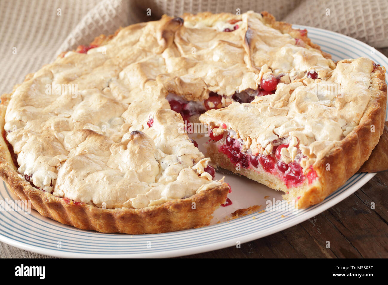Cranberry pie with meringue on a dish Stock Photo - Alamy
