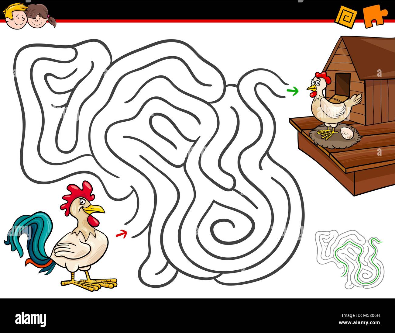 Funny maze game cartoon chicken Stock Vector Images - Alamy